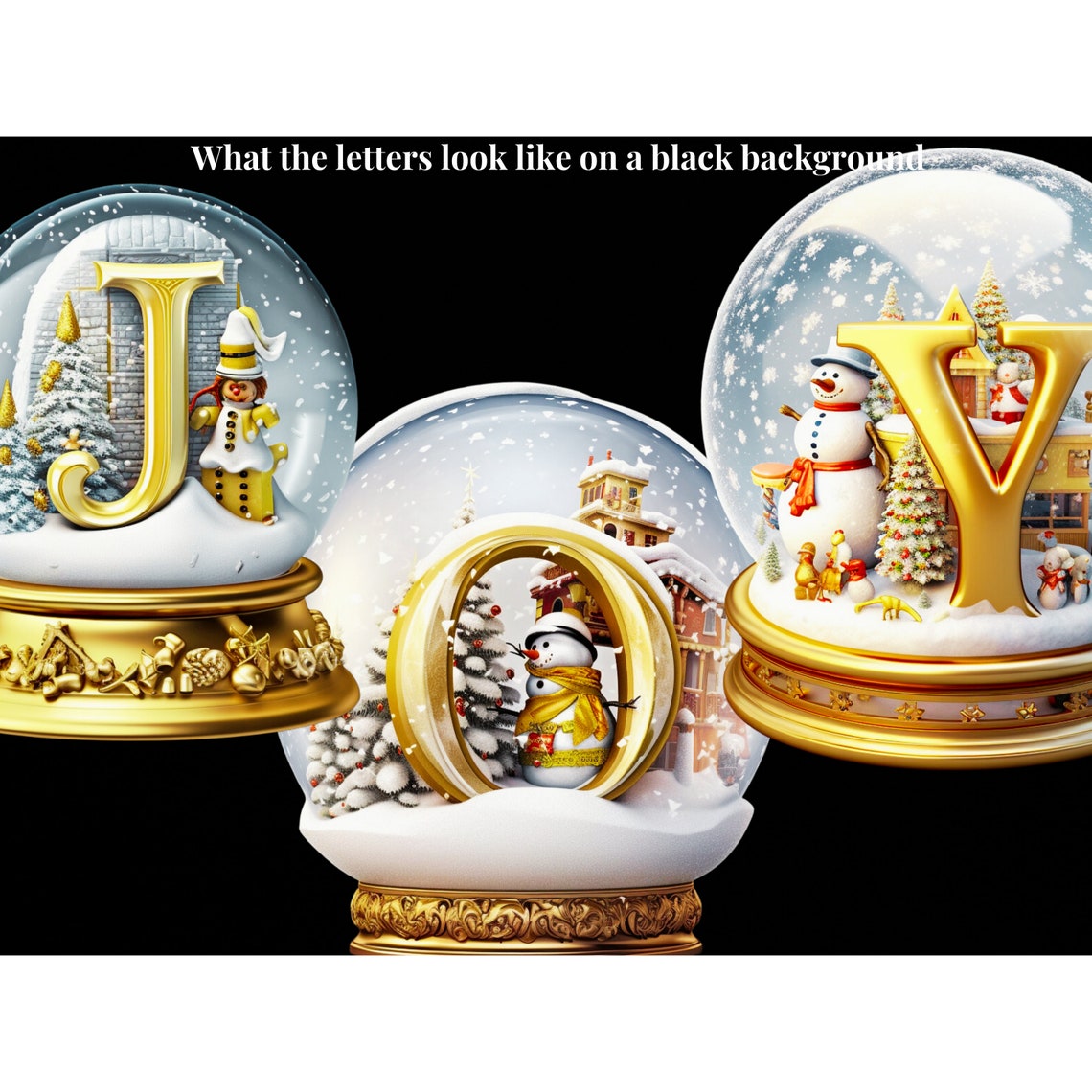 Snow Globe Alphabet Clipart: Christmas PNG Letters (digital Download ...