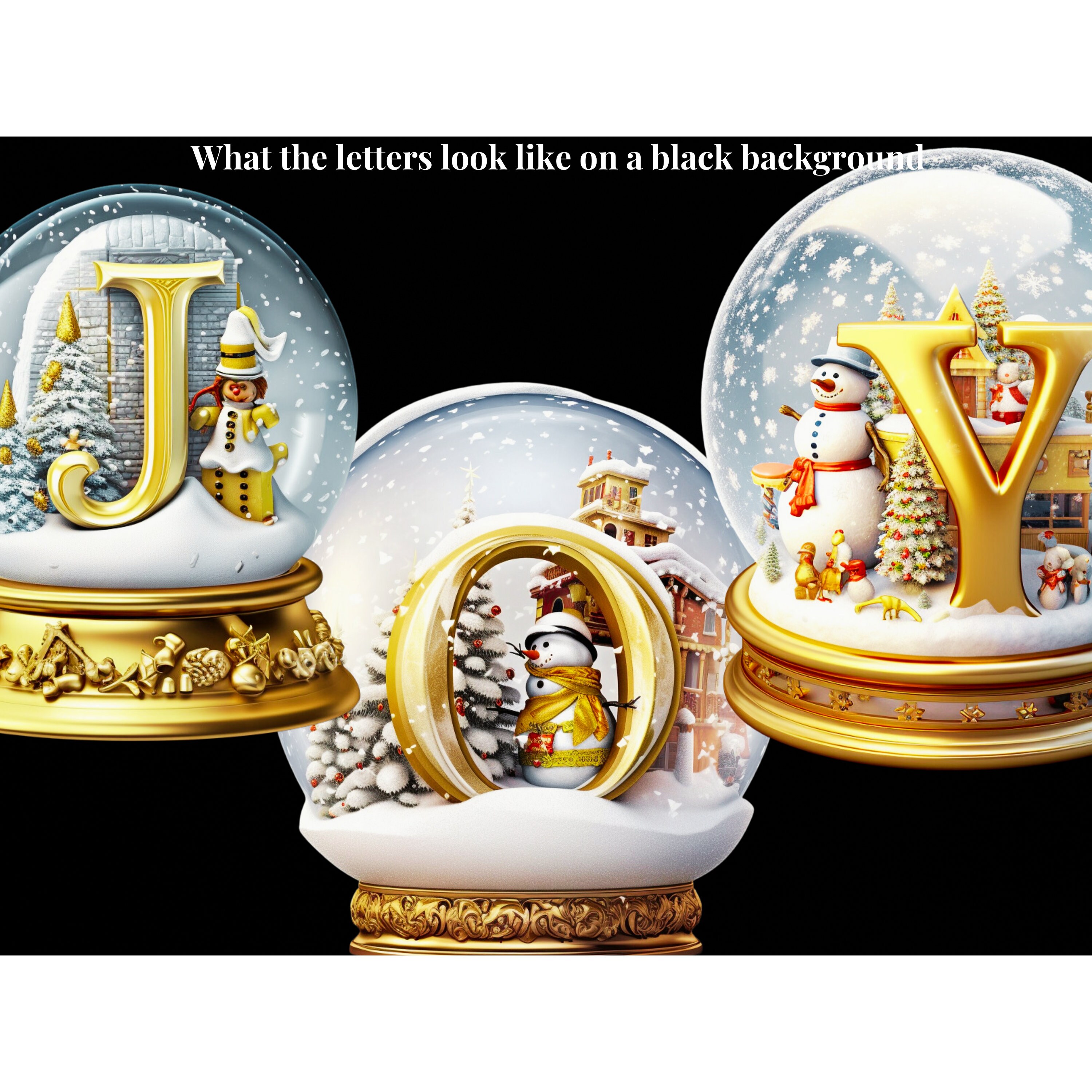 Snow Globe Alphabet Clipart: Christmas PNG Letters (digital Download ...