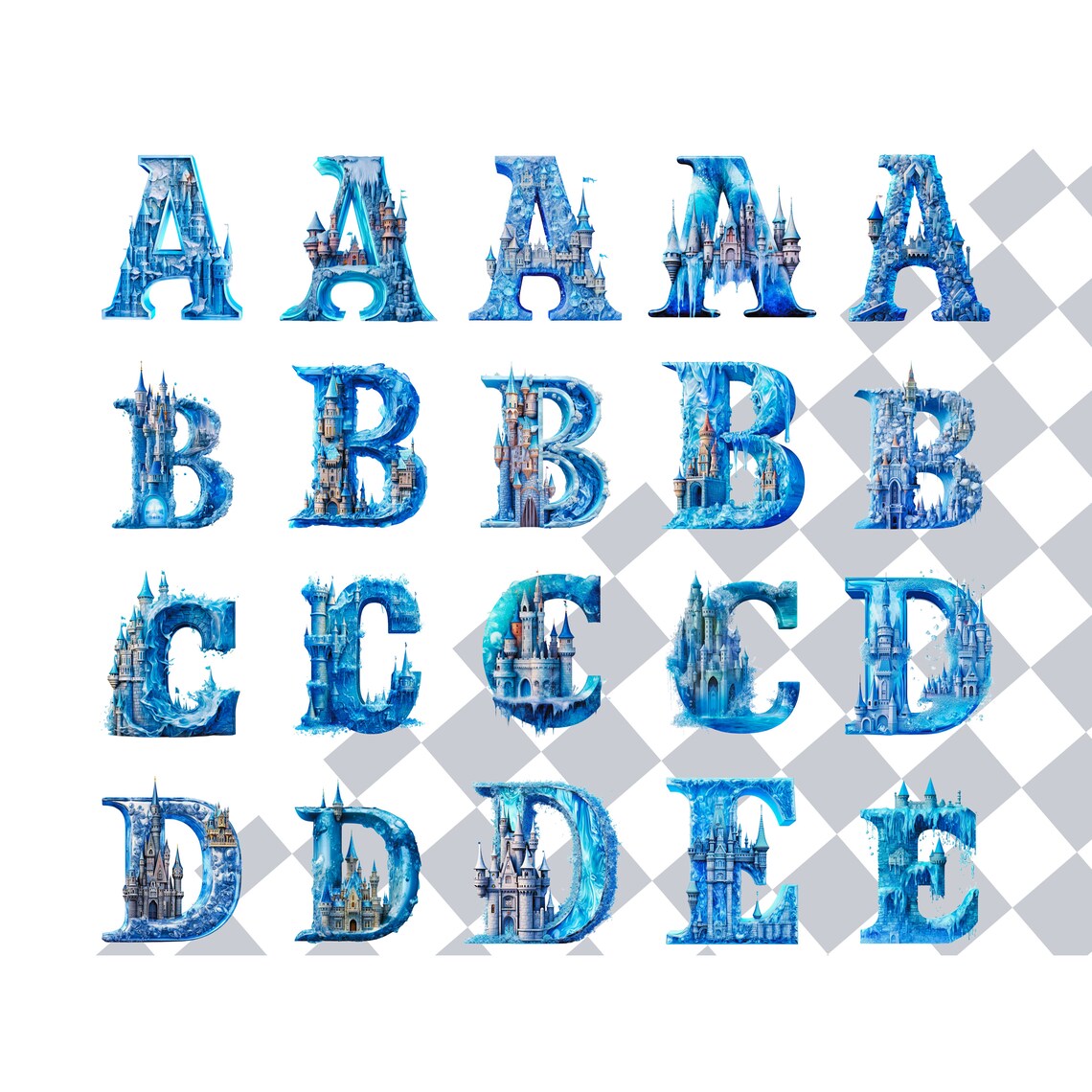 Frozen Castle Alphabet Letters & Numbers for Instant Download, Cute ...