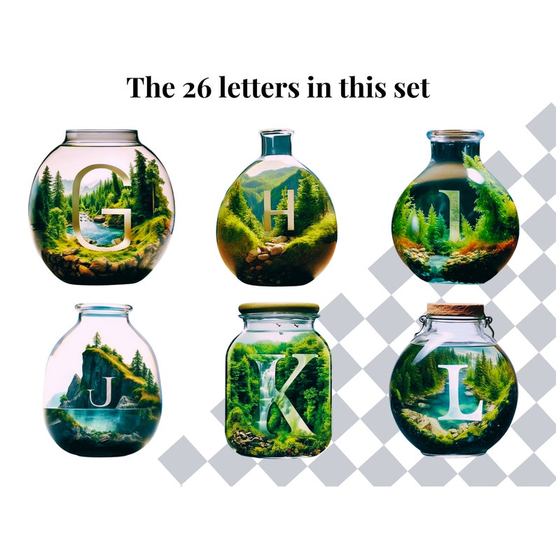 Landscape Jar Alphabet Clipart: A-Z PNG Letters (digital Download) - Etsy