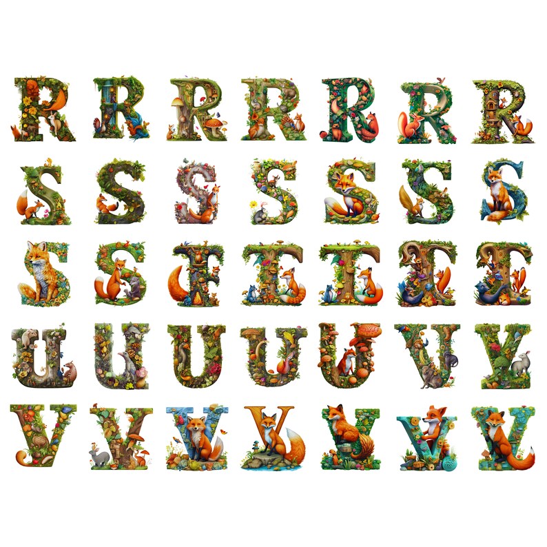 Woodland Animal Clipart Alphabet Letters | Fantasy Forest Themed PNG ...