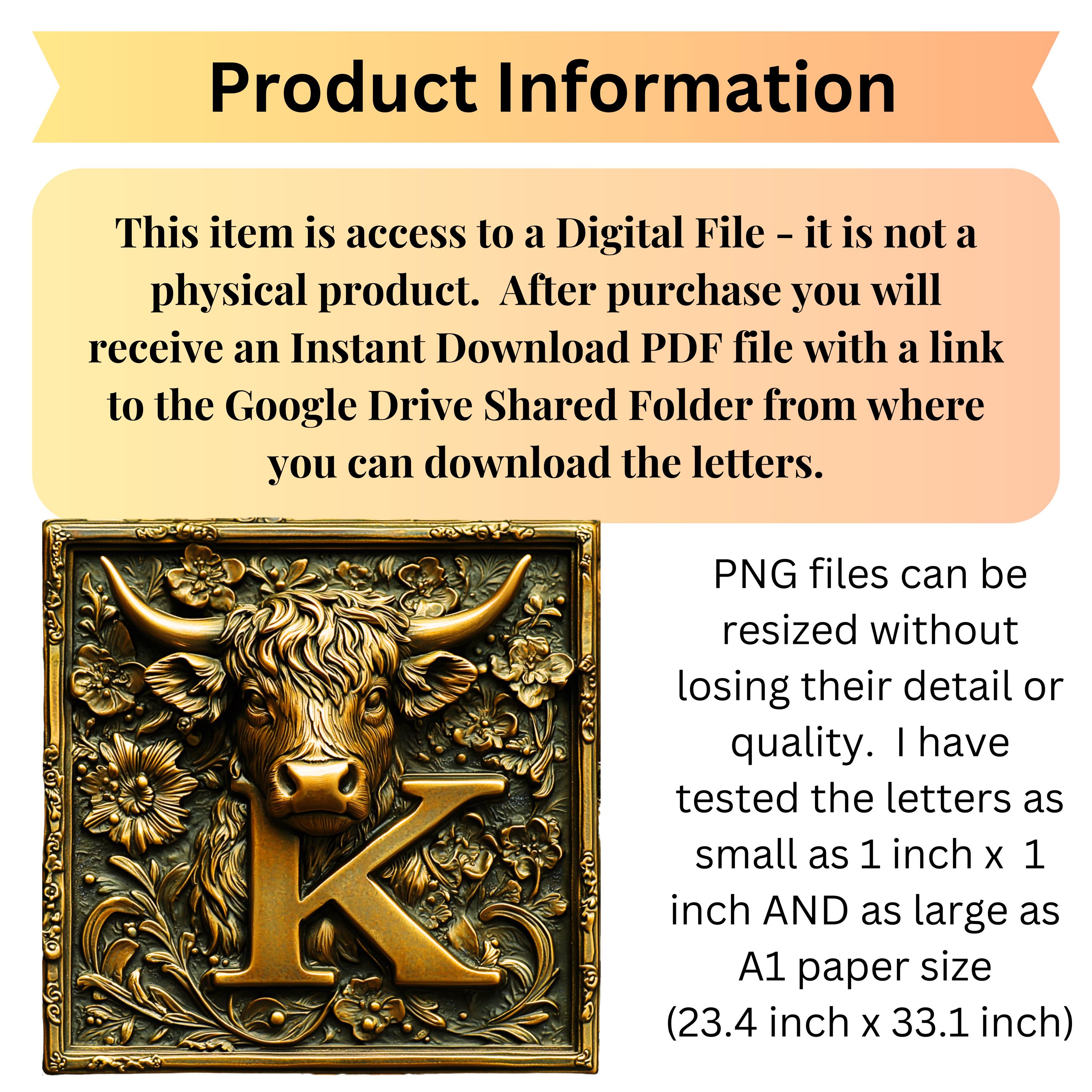 Highland Cow Clipart Farm Animal PNG Alphabet Letters for Fonts for ...