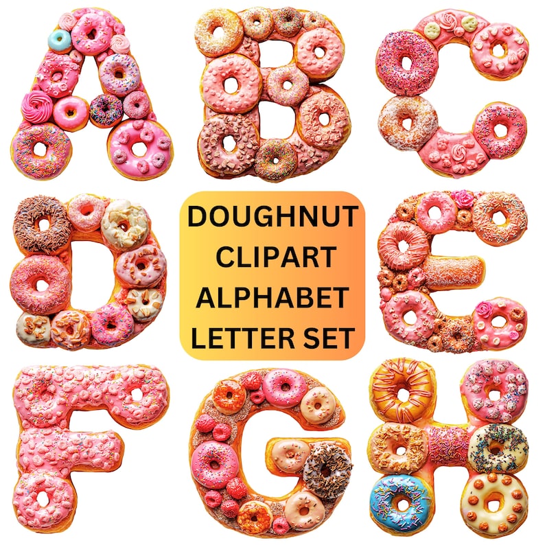 Alphabet Digital Letter Clipart Set, Doughnut Clipart Letters, Donut ...