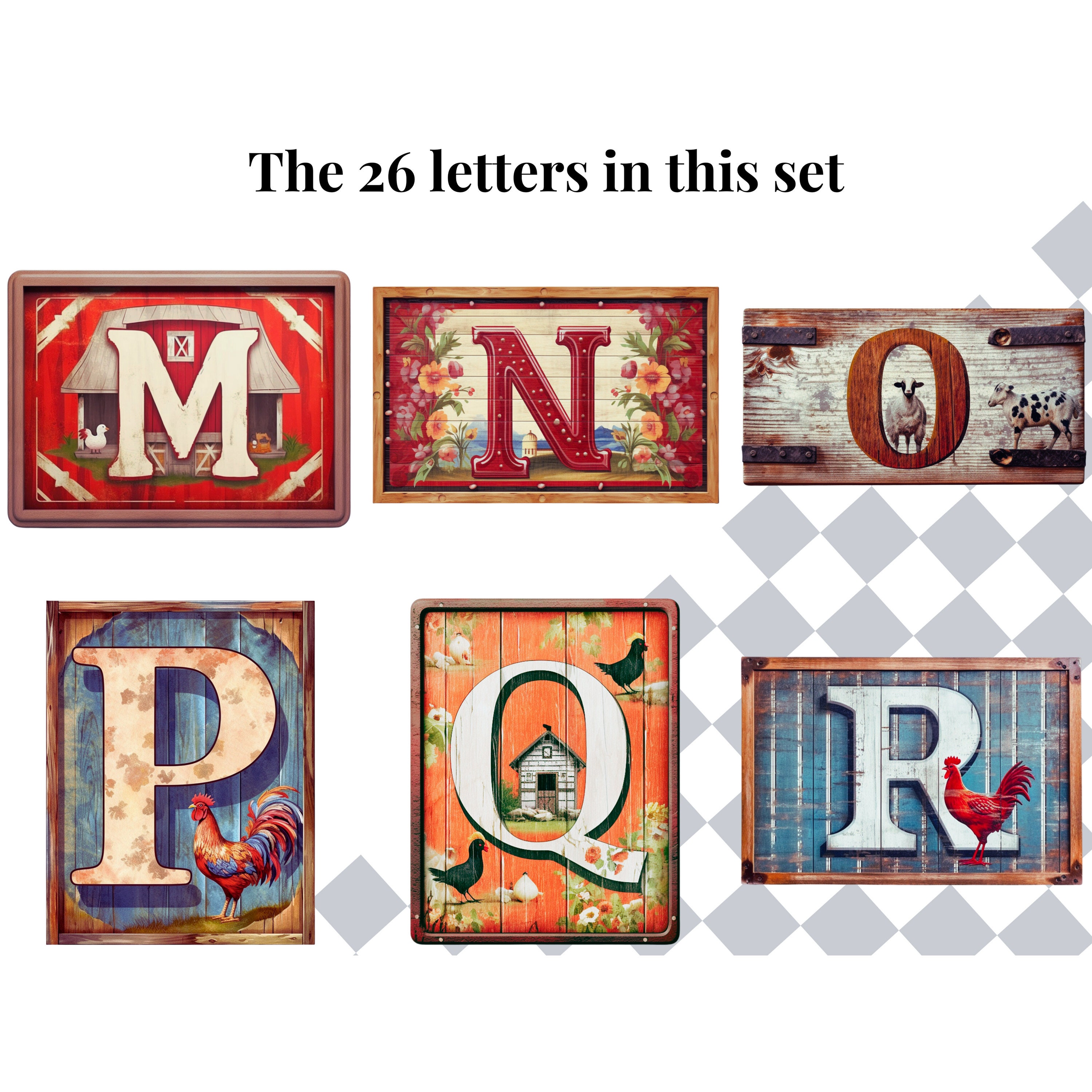 Rustic Clipart Alphabet Letters PNG Files for Country and Western ...