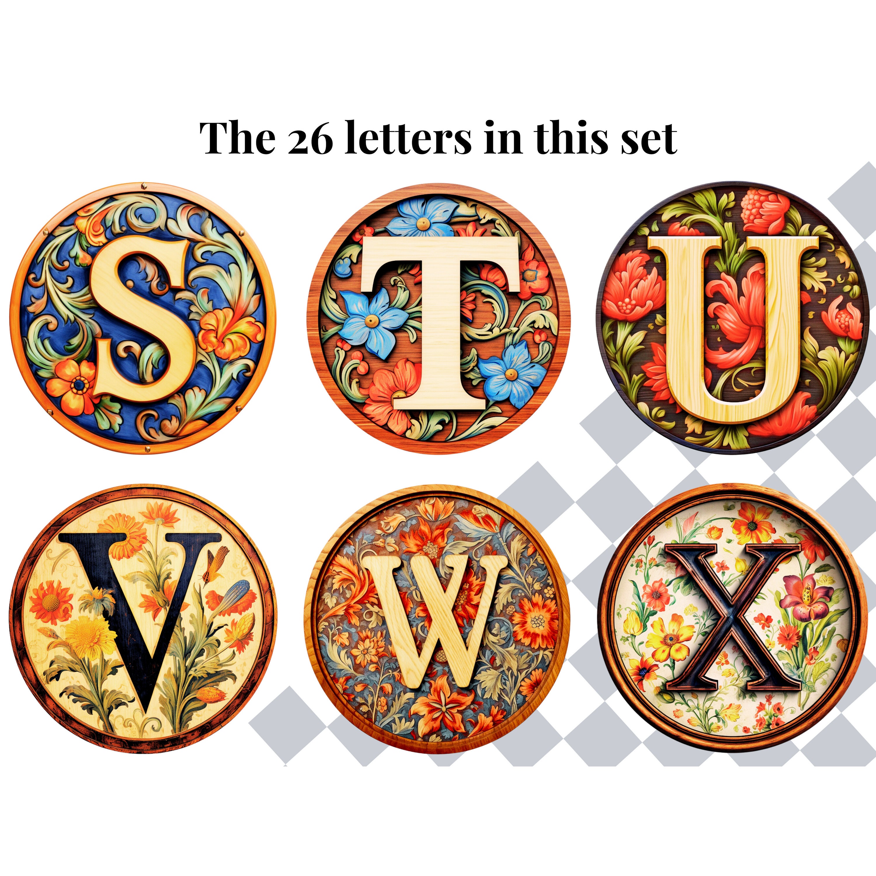 Floral Clipart Alphabet Letters PNG Files for Cottage Core Digital ...