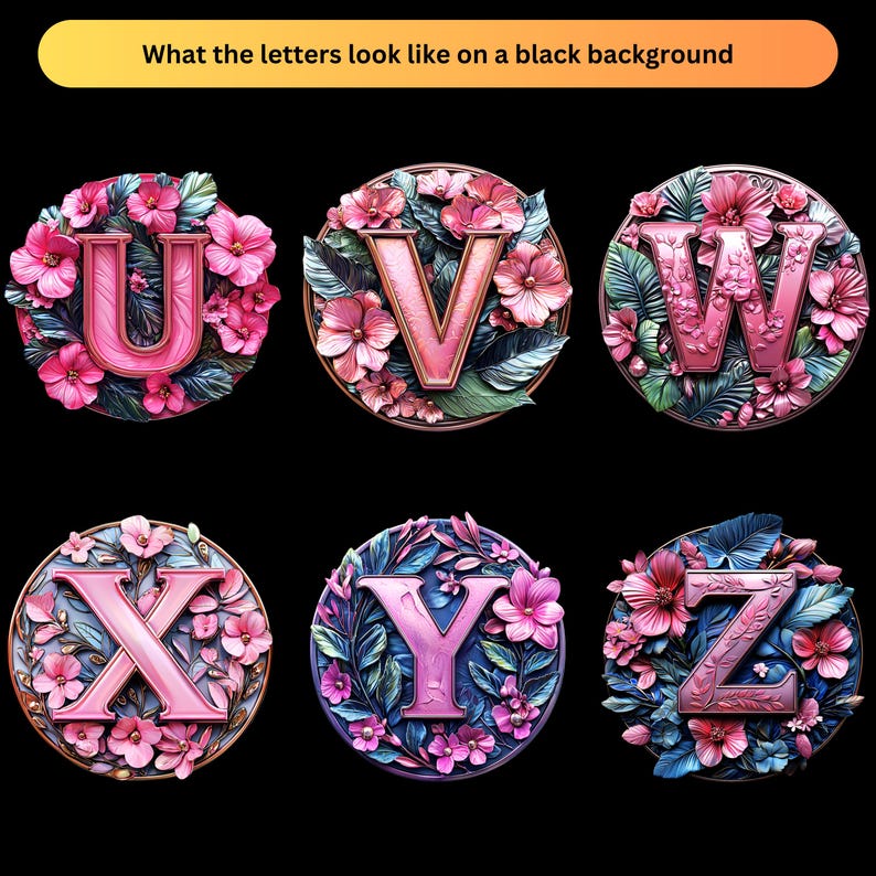 PNG Alphabet Letters | Pink Floral Rose Lettering Images | Round ...