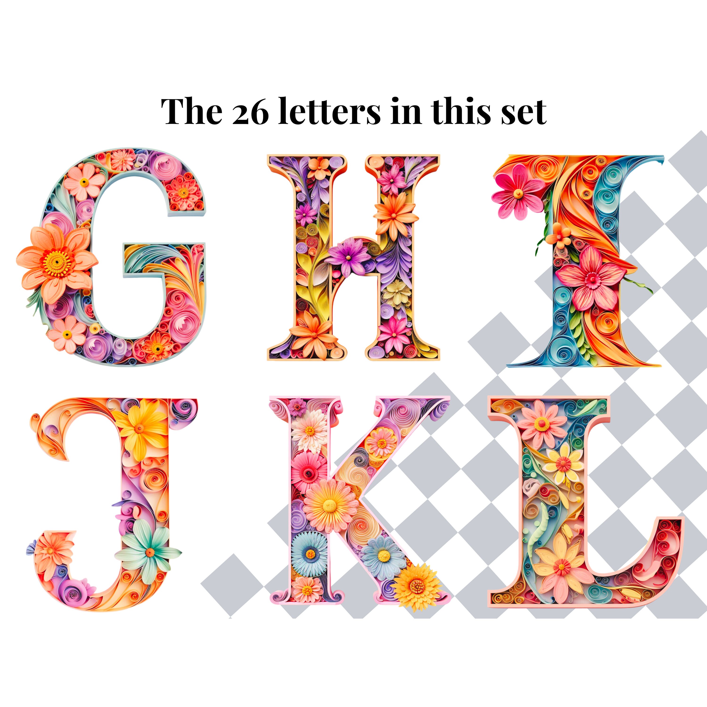 Pastel Rainbow Floral Alphabet for Mixed Media Collage, Scrapbooking ...