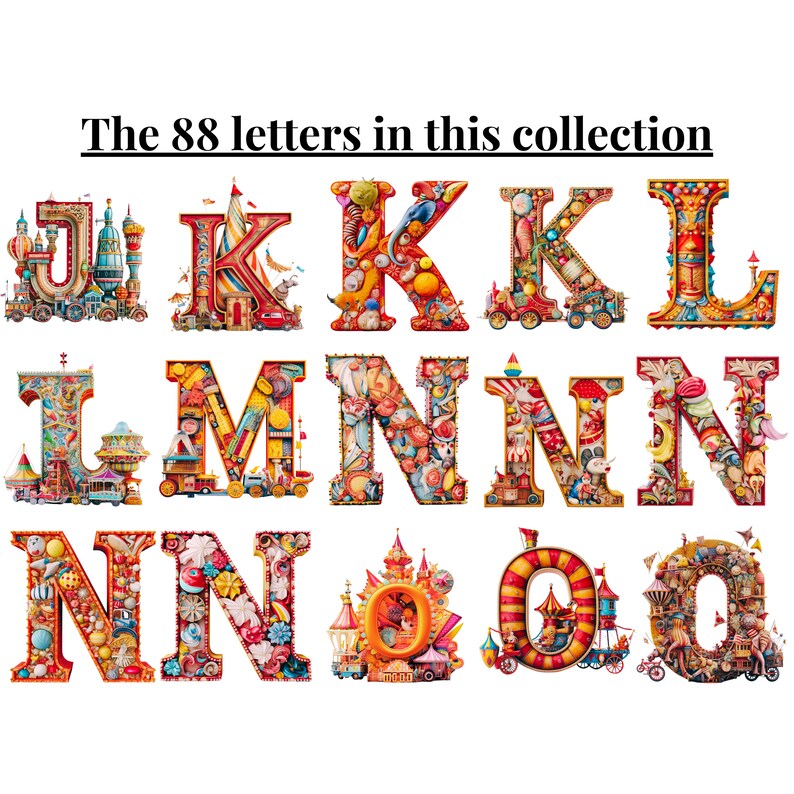 Circus Clipart Alphabet Letters PNG Files for Carnival Digital Download ...