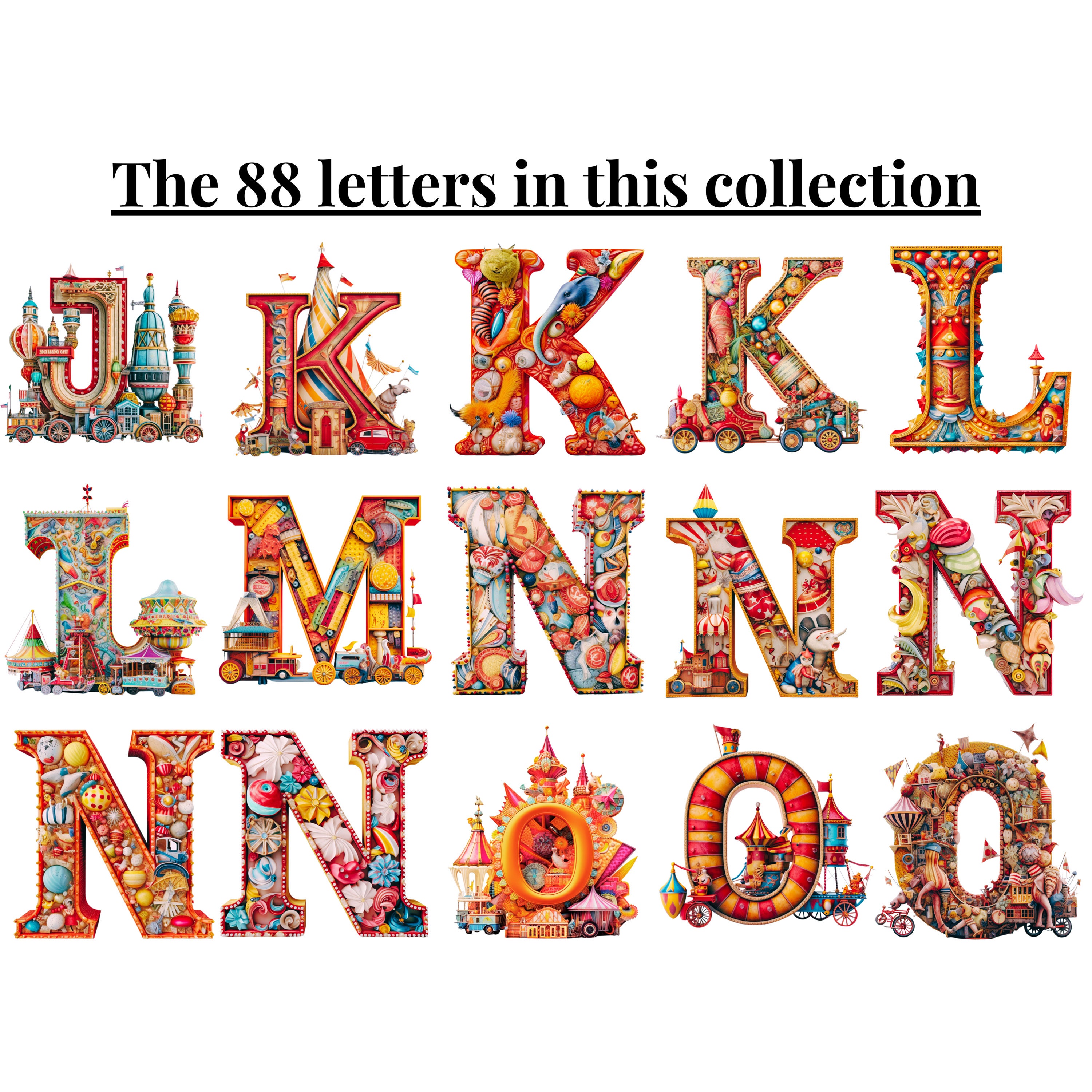 Circus Clipart Alphabet Letters PNG Files for Carnival Digital Download ...