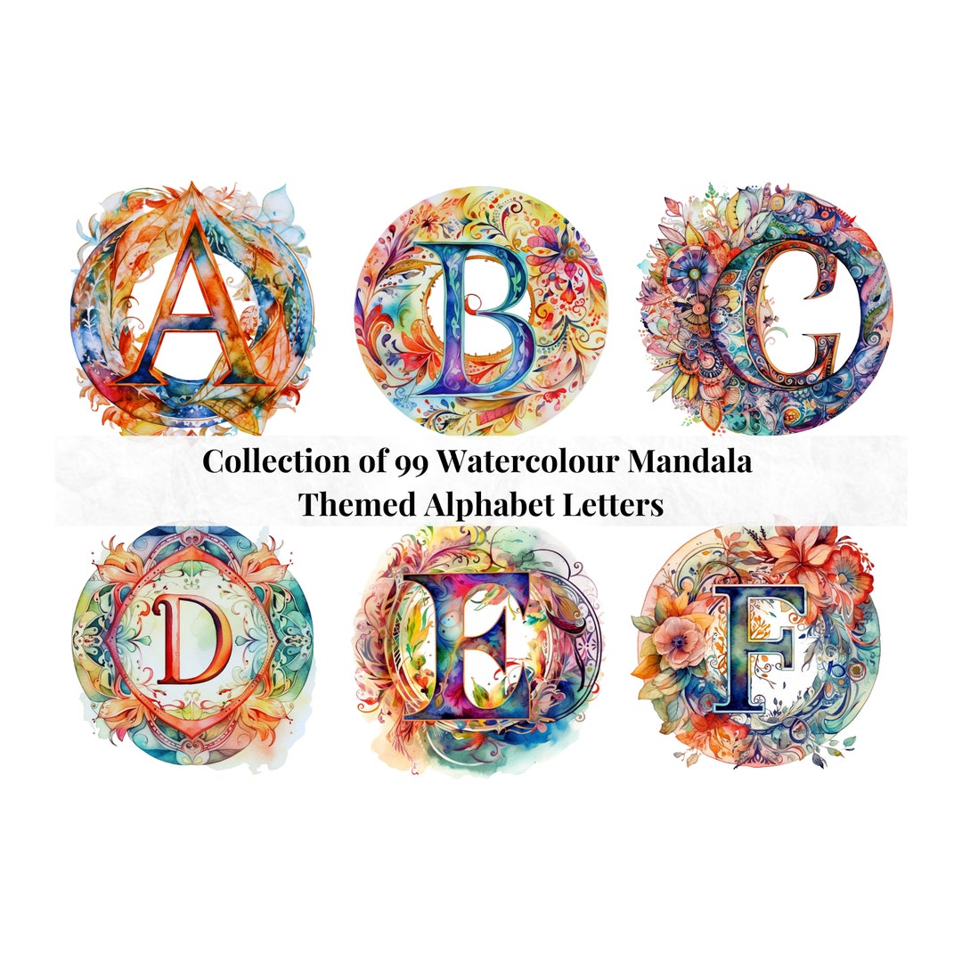 Watercolour Clipart Alphabet Letters PNG for Digital Printable - Etsy
