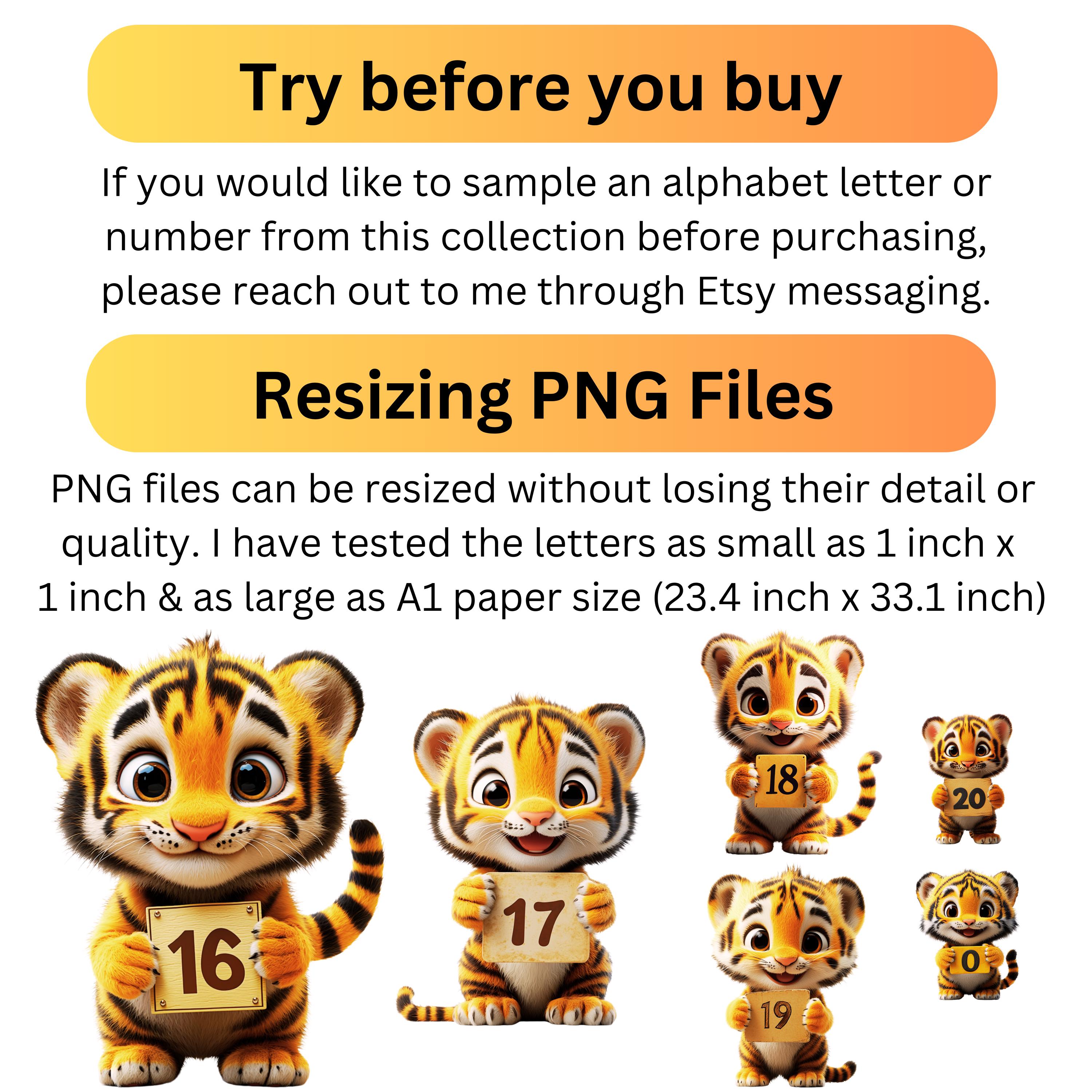 Cute Baby Tiger Clipart Animal Letters and Numbers for Printable ...