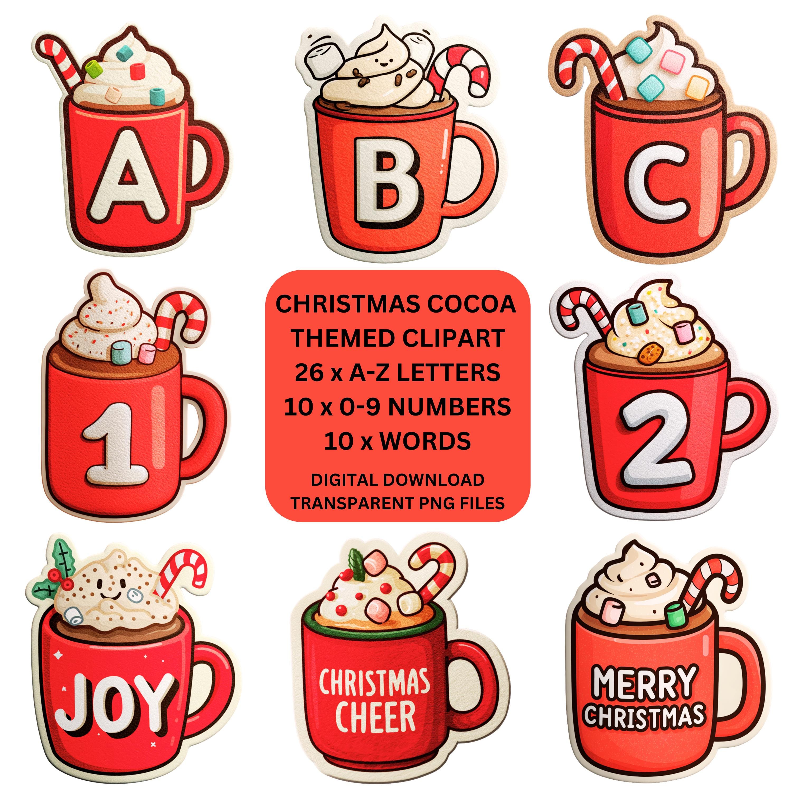 Christmas Clipart Bundle of Alphabet Letters, Numbers & Word Art Images ...