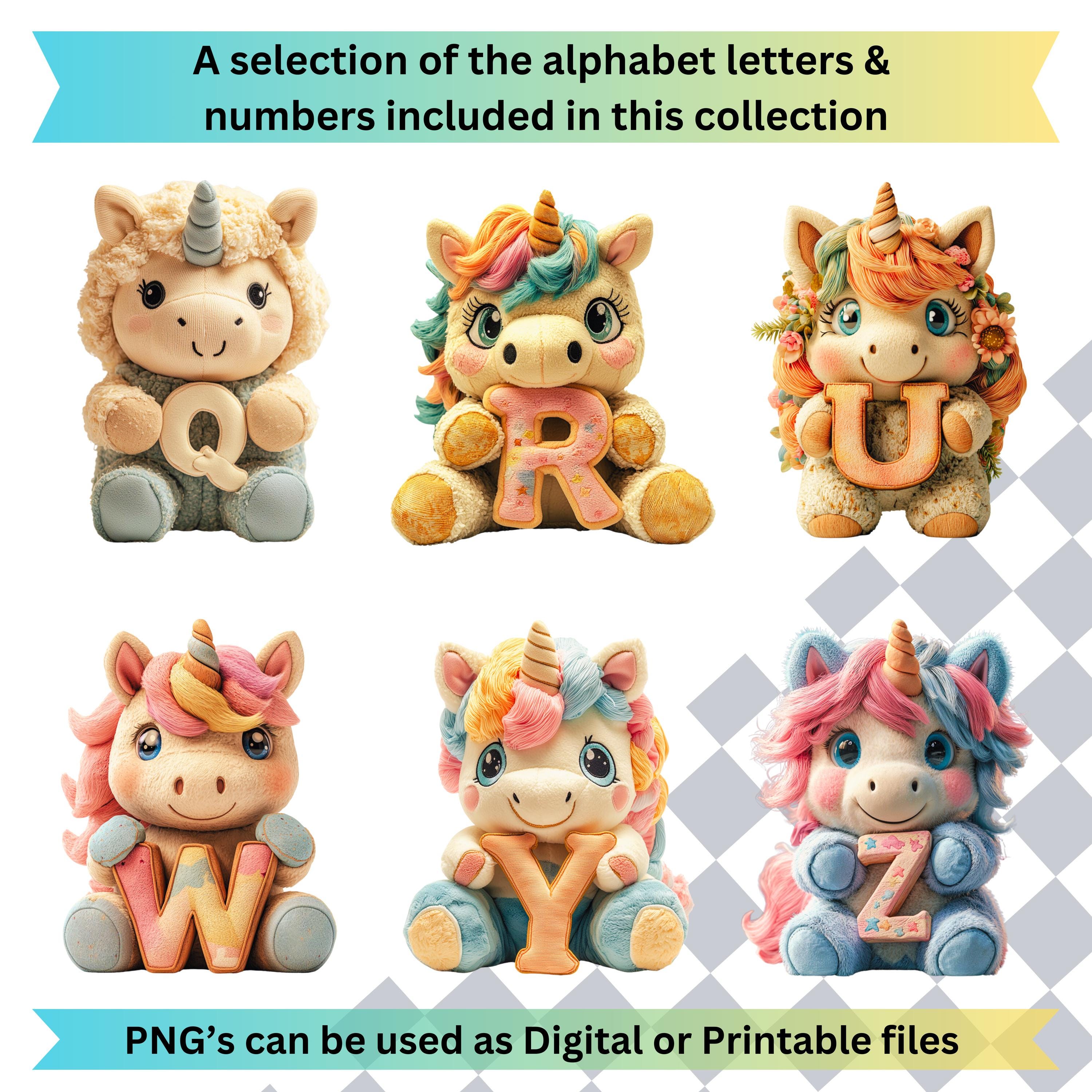 Unicorn Alphabet Clipart: Rainbow Letters & Numbers (PNG Digital ...