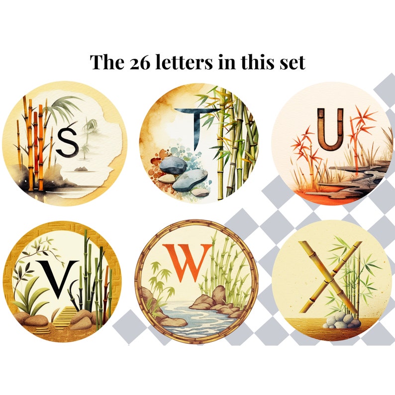 Zen Garden Alphabet Letters PNG Files for Digital Download ...