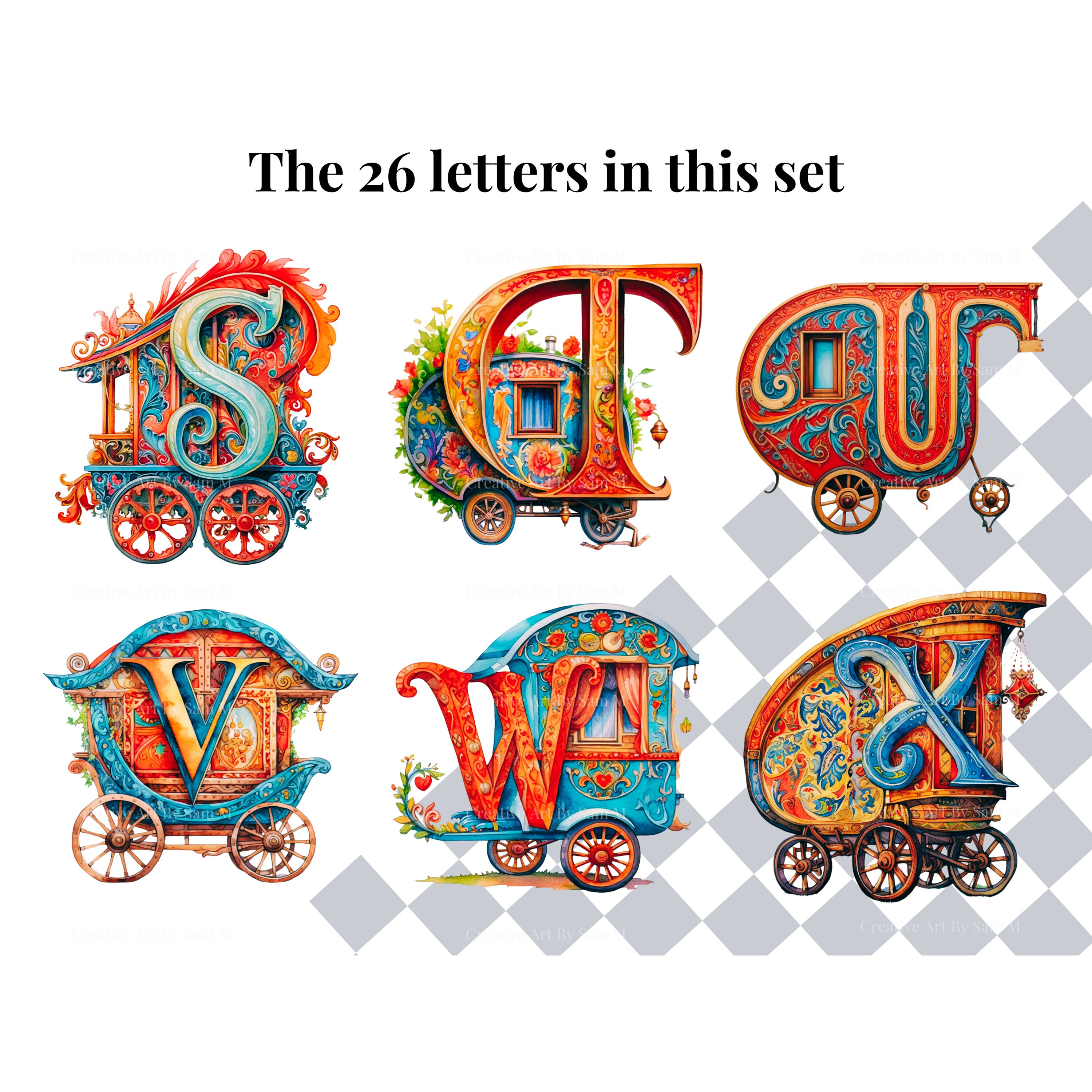 Boho Gypsy Clipart Alphabet Letters PNG Files for Digital Download ...