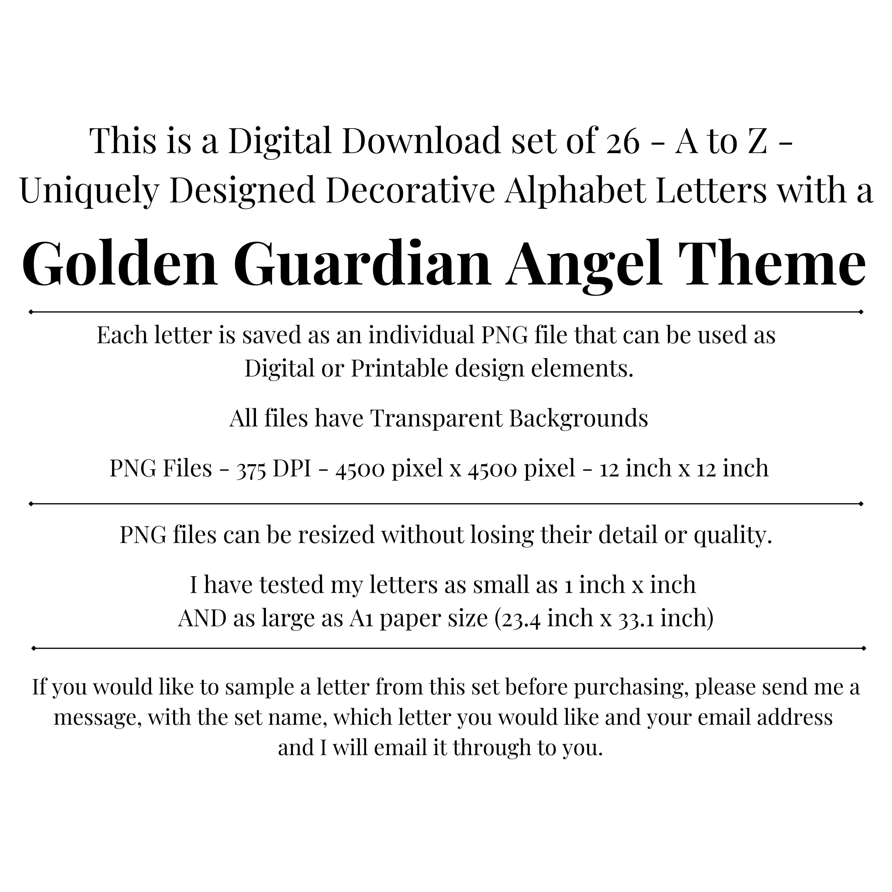 Guardian Angel Digital Paper for Digital Download Vintage Ephemera Gold ...