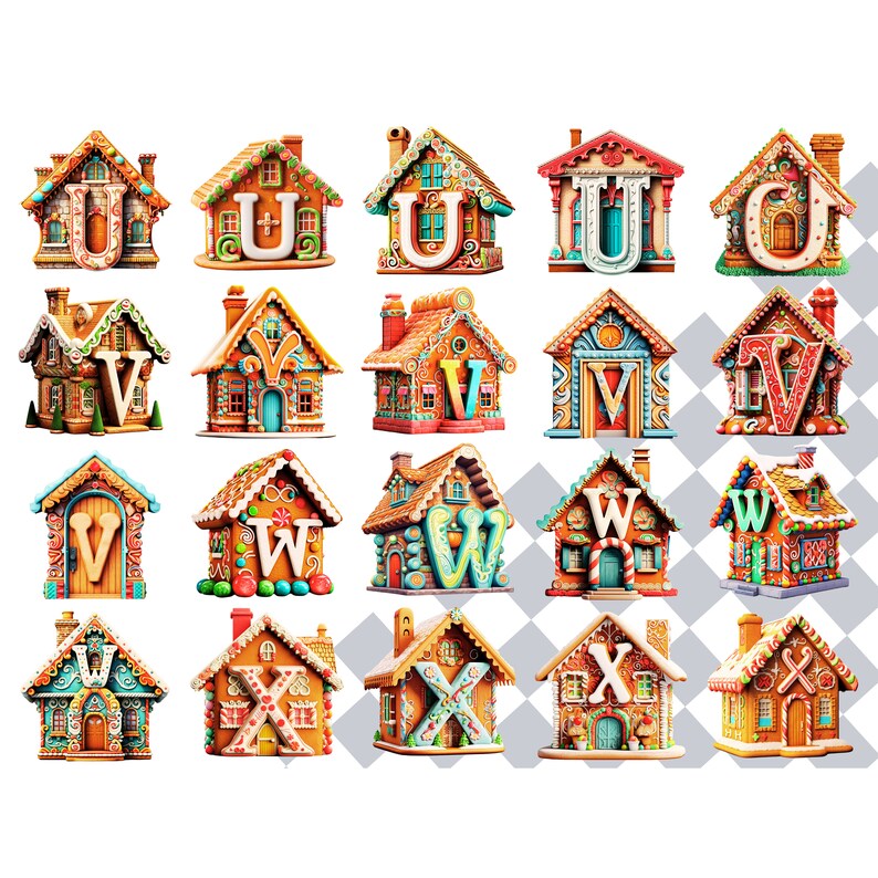 Gingerbread House Clipart Alphabet Letters | PNG Christmas Fonts | Xmas ...
