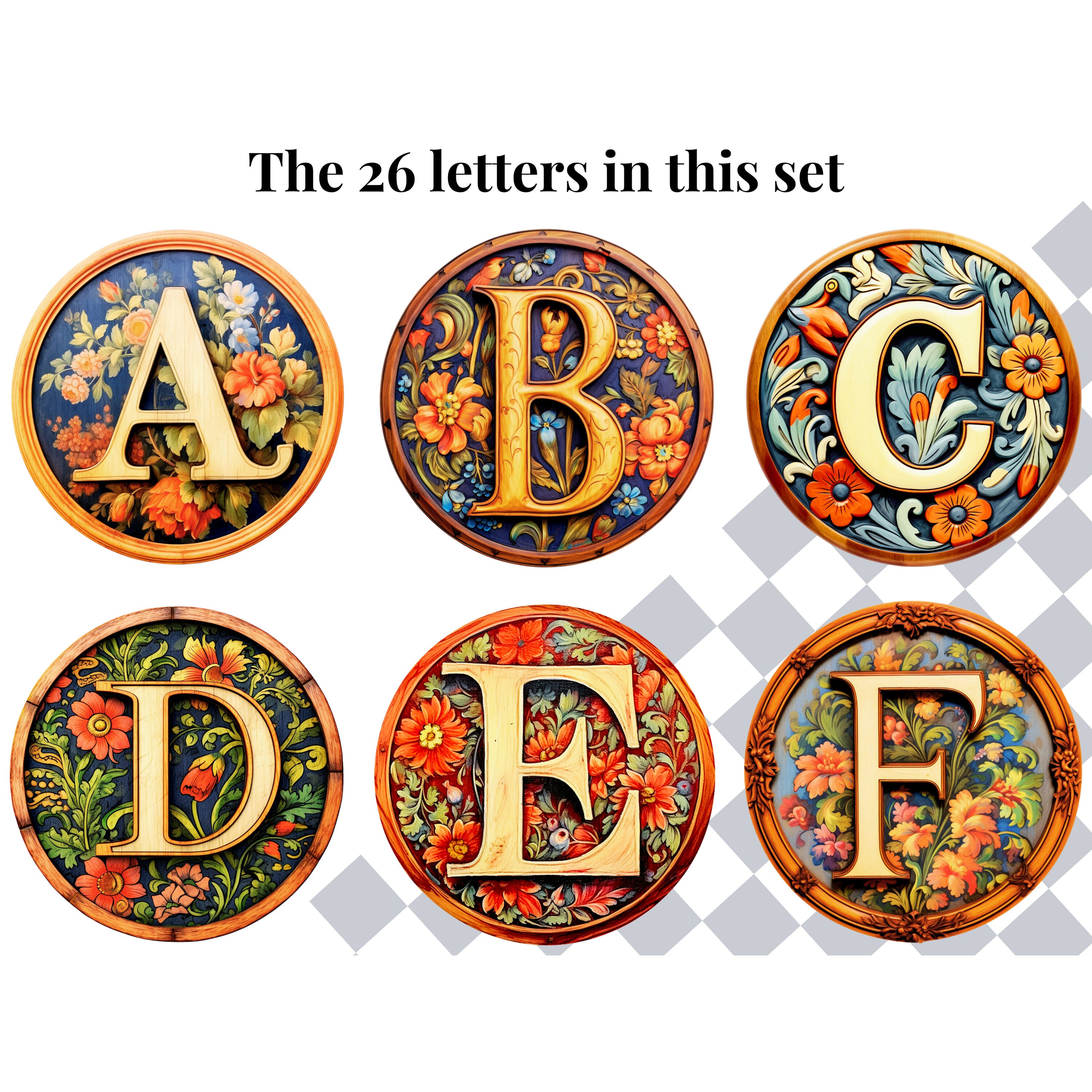 Floral Clipart Alphabet Letters PNG Files for Cottage Core Digital ...
