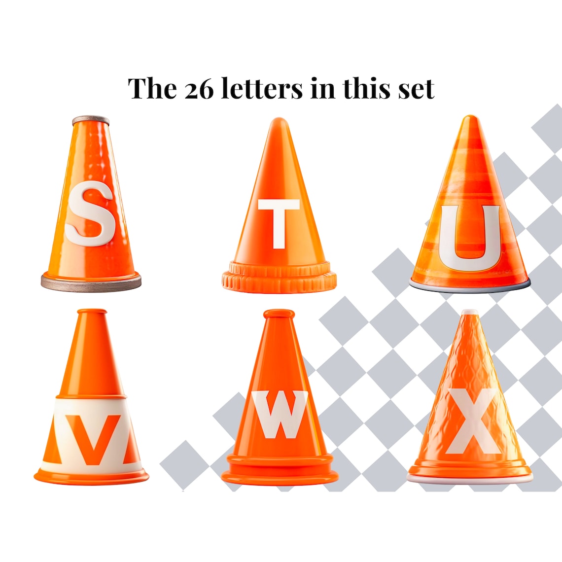 Traffic Cone Clipart Alphabet Letters PNG File for - Etsy