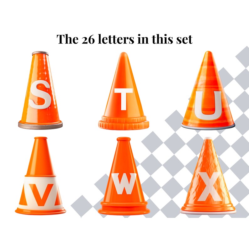 Traffic Cone Clipart Alphabet Letters PNG File for Construction Digital ...