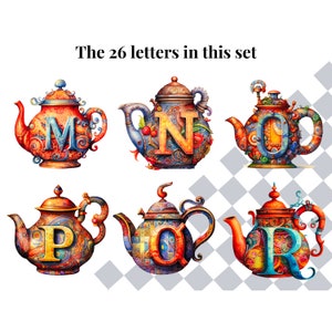 Fantasy Teapot Alphabet Clipart: A-Z Letters PNG (digital Download) - Etsy