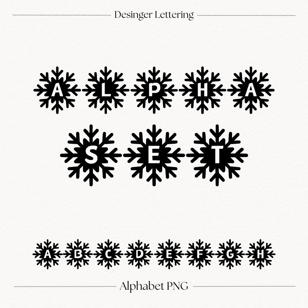 Snowflake Alphabet Letter PNG Set, Winter Font, Cricut & Sublimation ...