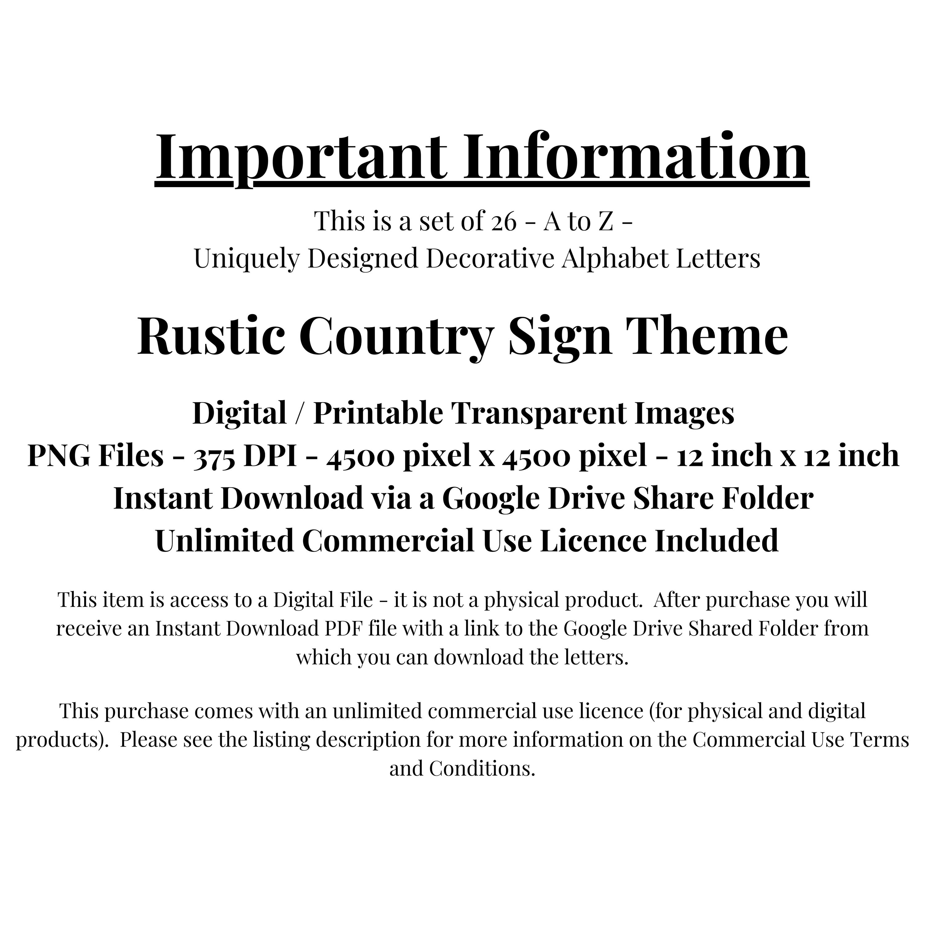 Rustic Clipart Alphabet Letters PNG Files for Country and Western ...