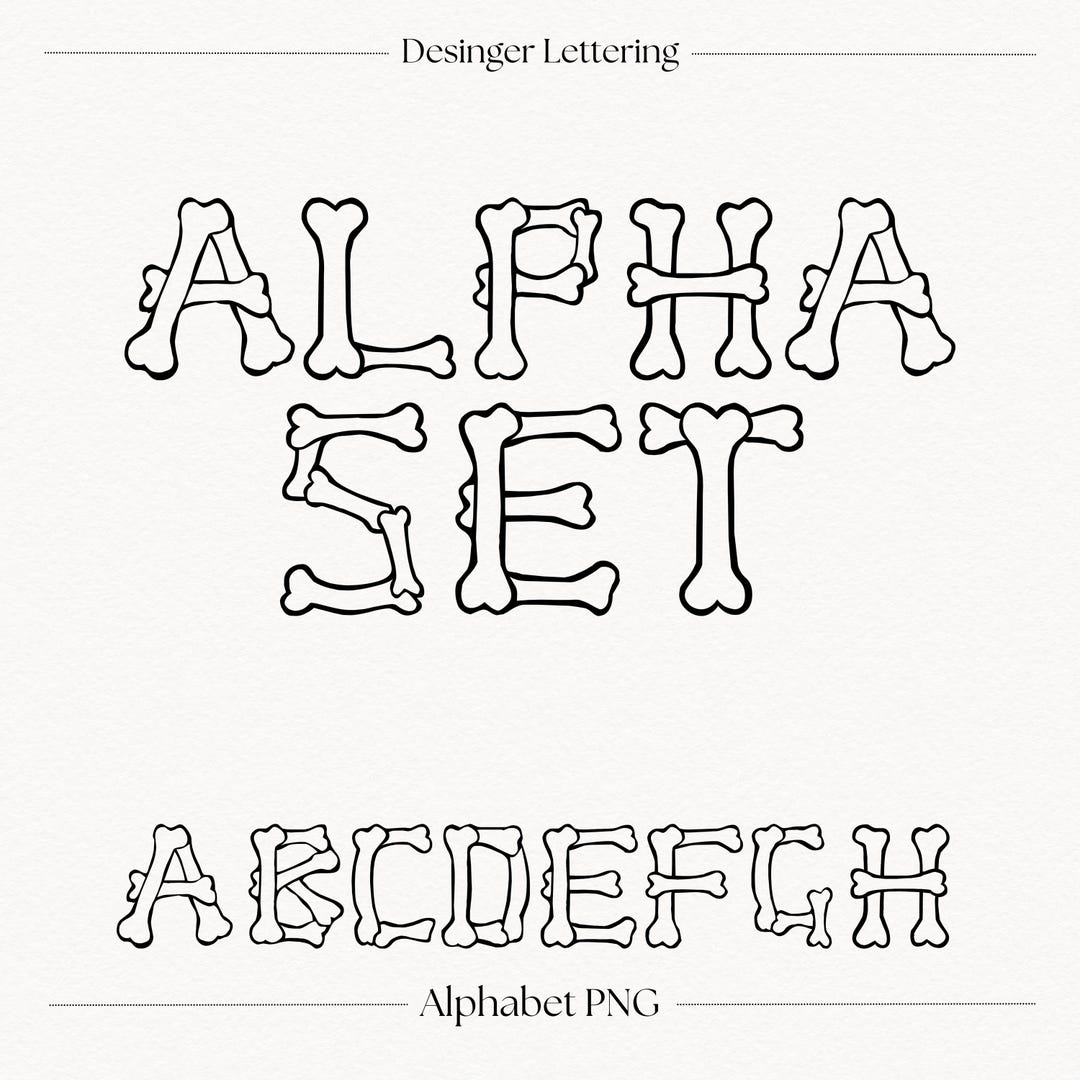 Boney Outlines Alphabet PNG Font | Halloween Spooky Bone Letters ...