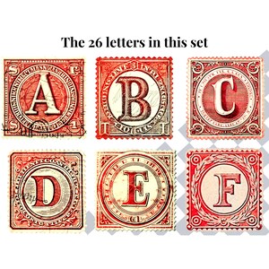 Postage Stamp Clipart Alphabet: Vintage Ephemera PNG (digital Download ...