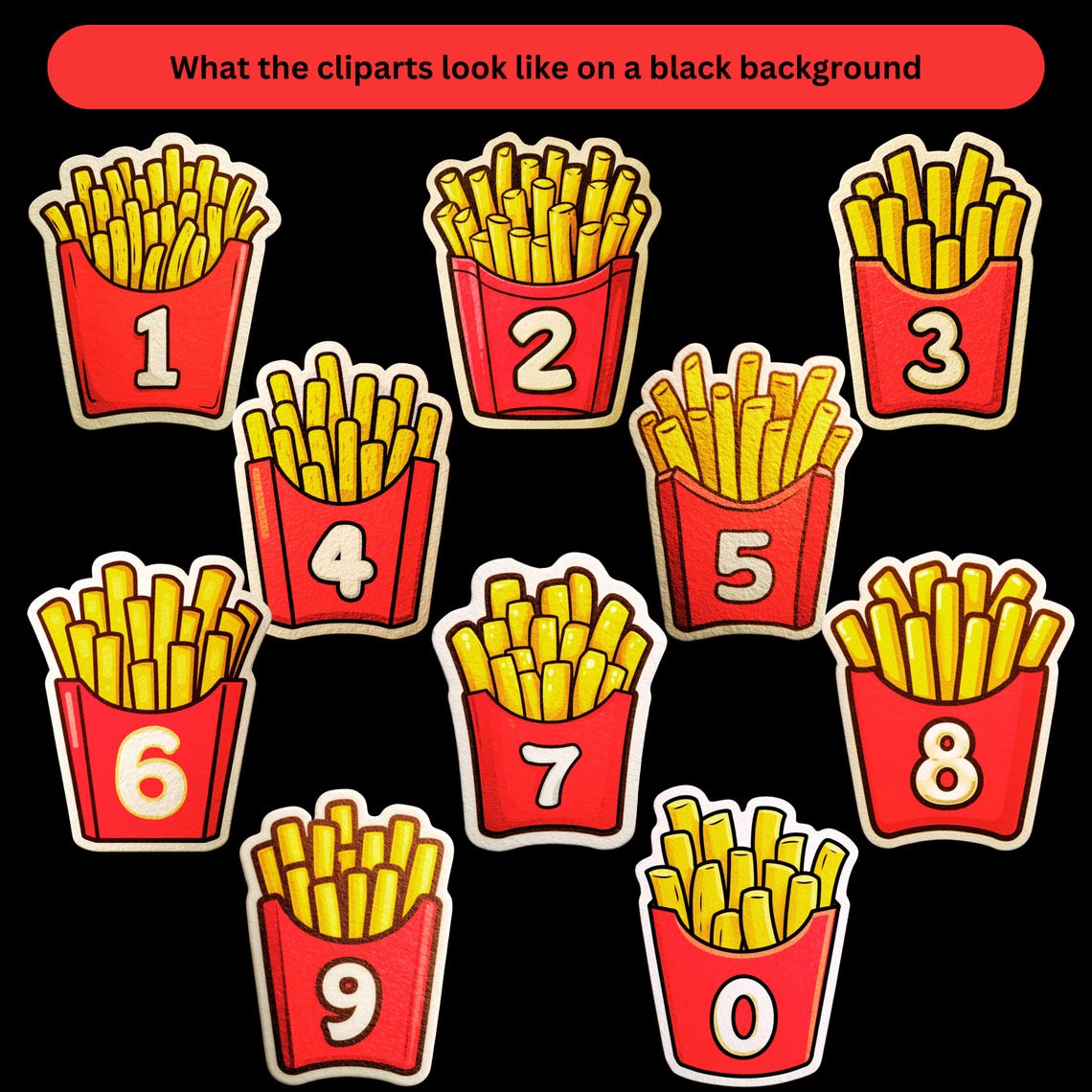 French Fries PNG Alphabet Letter | Kawaii Fast Food Clipart | Digital ...