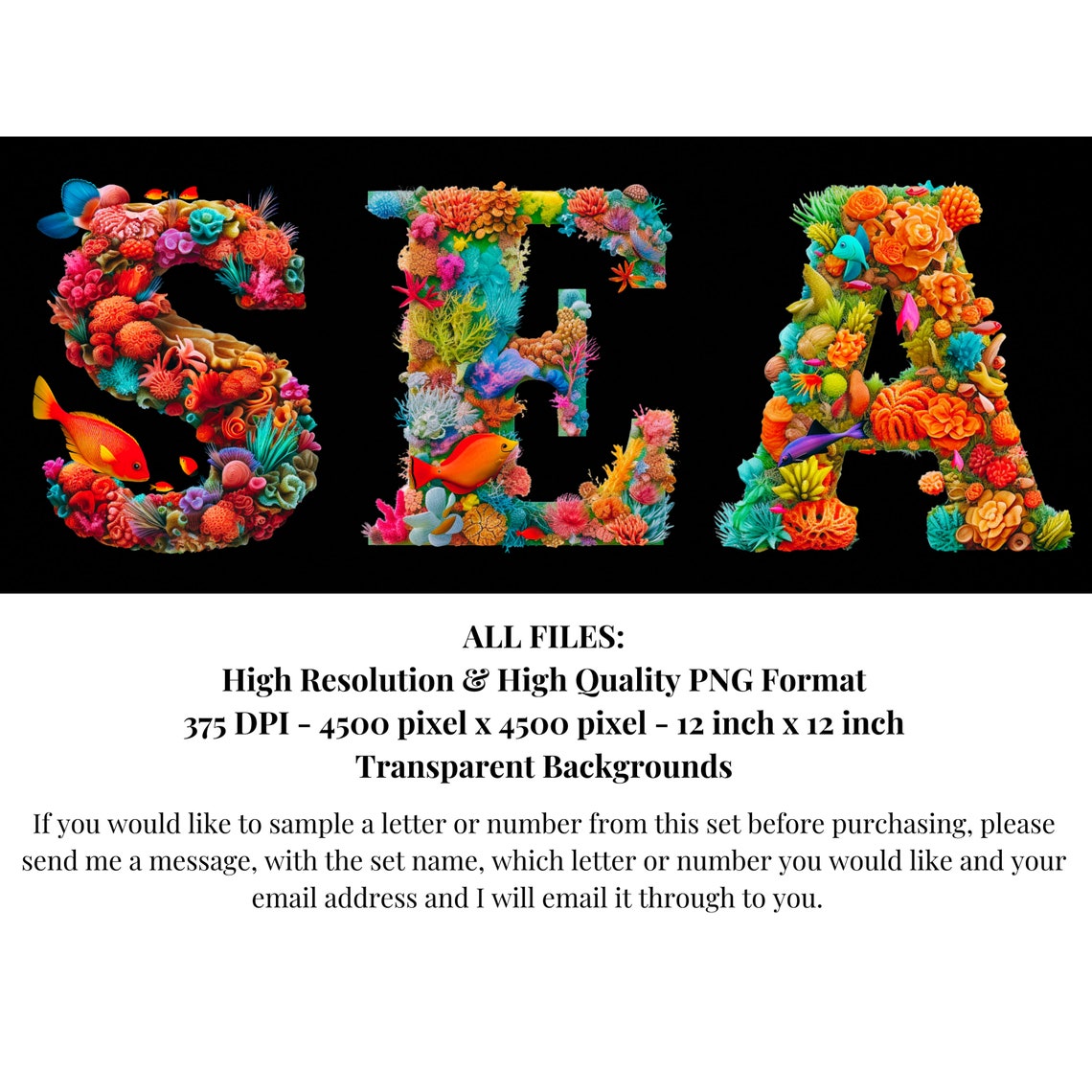 Under the Sea Printable Alphabet Letters and Numbers Fish Clipart PNG ...