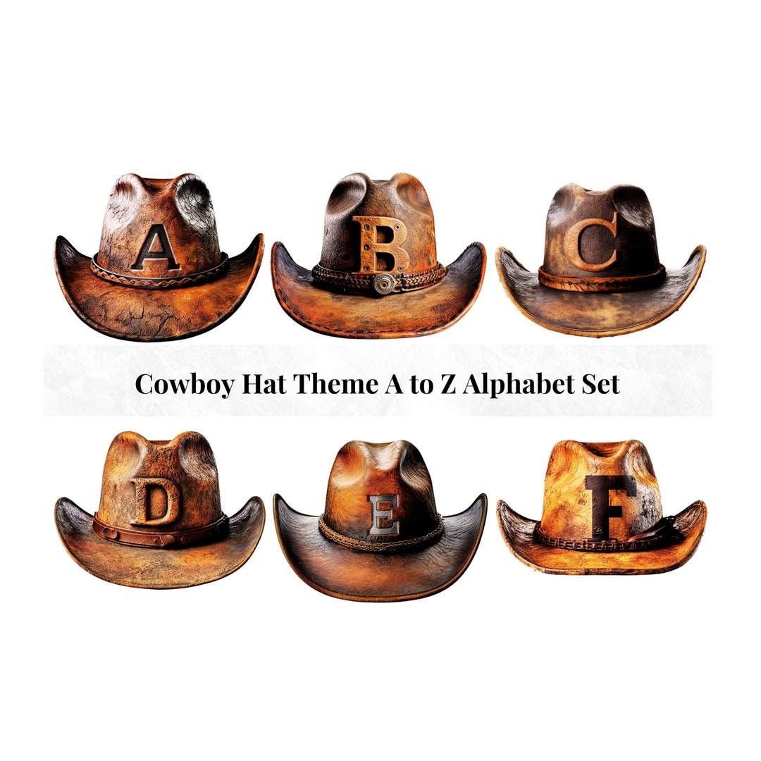 Cowboy Cowgirl Hat Clipart Alphabet Letters PNG Files for Western ...