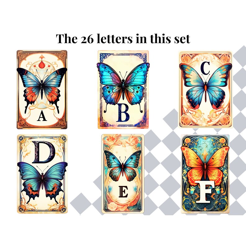 Butterfly Clipart Alphabet Letters, PNG Fonts for Digital and Printable ...