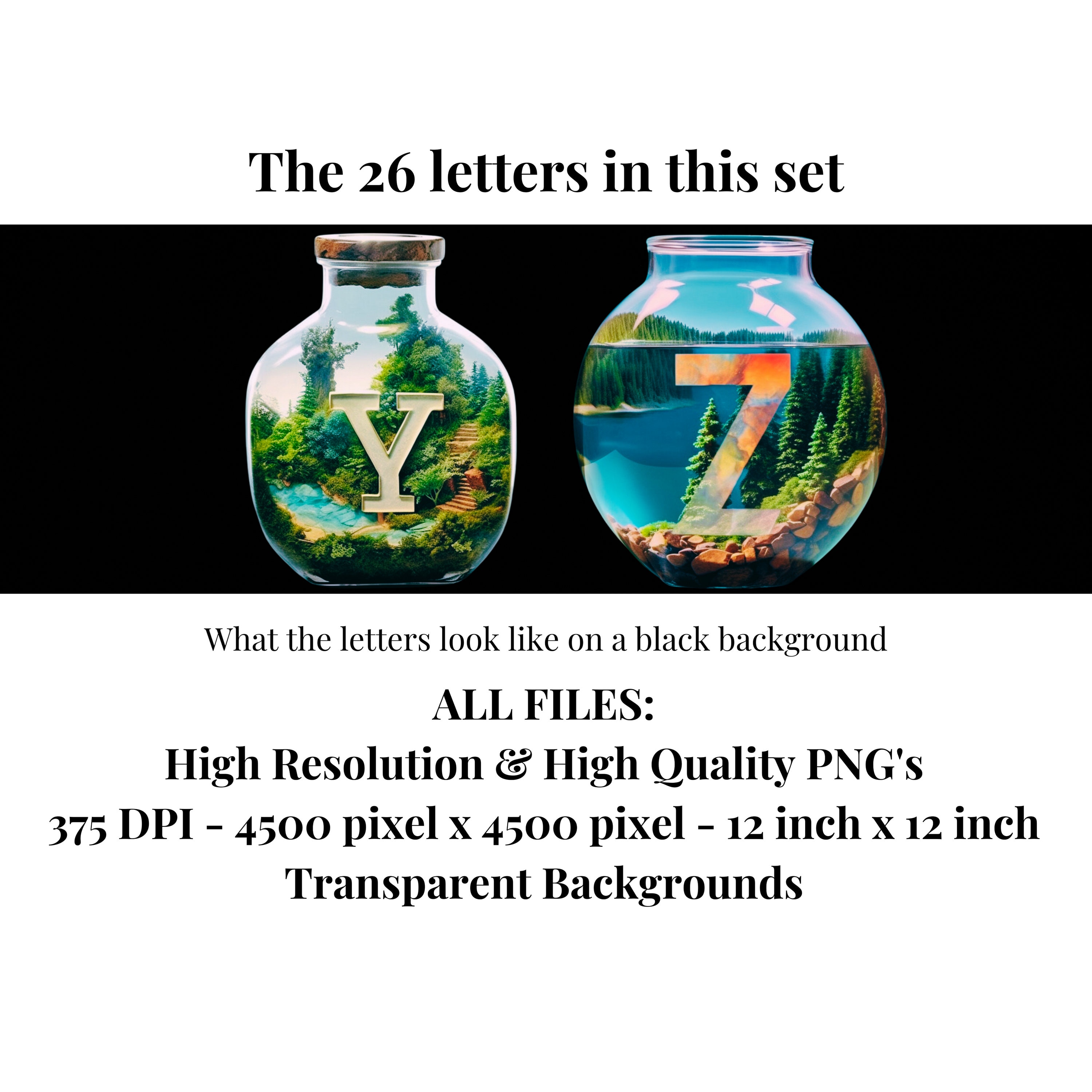 Digital Clipart Alphabet Letters PNG Files for Instant Download ...