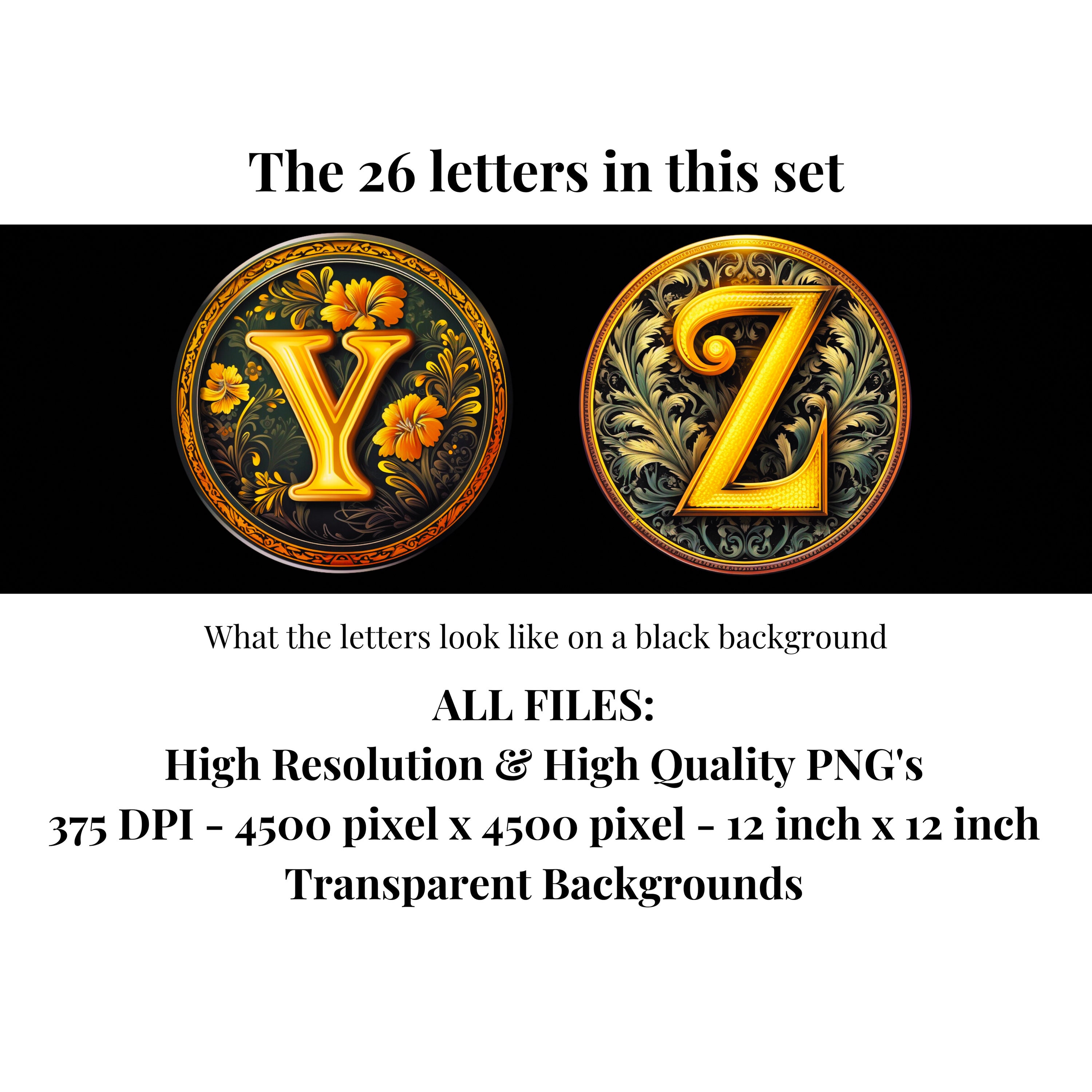 Neon Letters Clipart Alphabet PNG Files for Floral Flower Digital ...