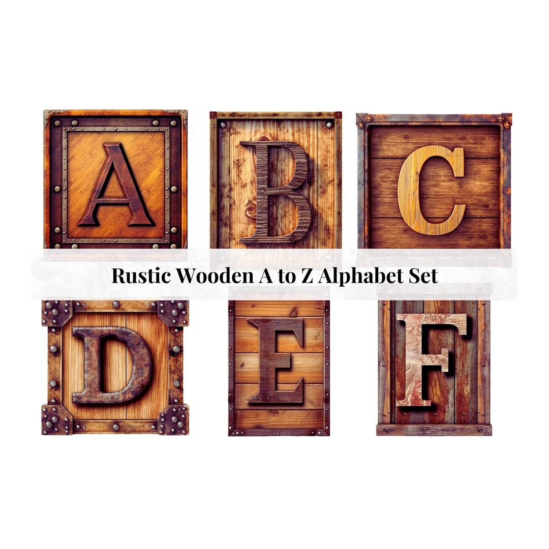 Rustic Clipart Alphabet Letters PNG Files for Instant Download ...