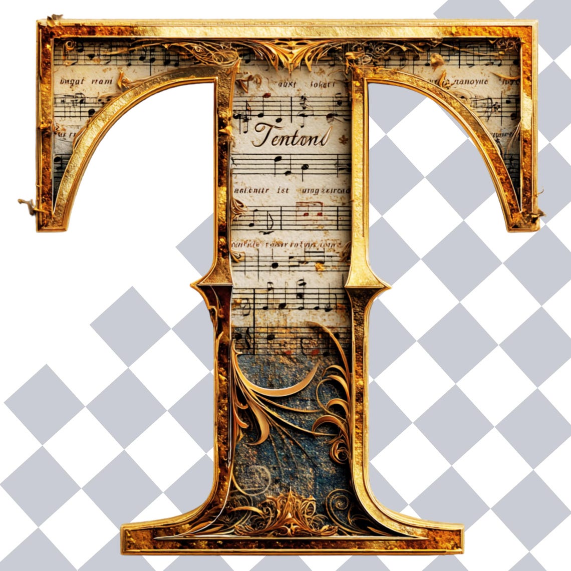 Music Clipart Alphabet Letters | Retro Musical Font PNG | Digital ...