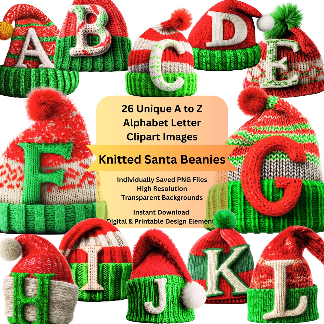 Santa Hat Alphabet Clipart for Commercial Use Christmas PNG Download ...
