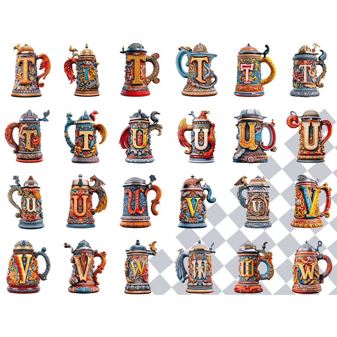 Beer Stein Clipart Letters | Alcohol PNG Alphabet Fonts | Oktoberfest ...