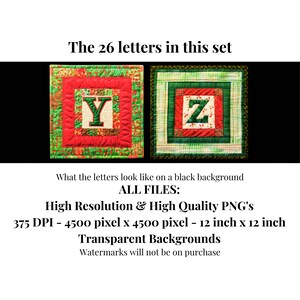 Christmas Clipart Letters | Quilt PNG Alphabet Fonts | Fun Xmas ...
