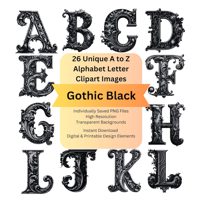 Goth Alphabet Letters - Etsy UK