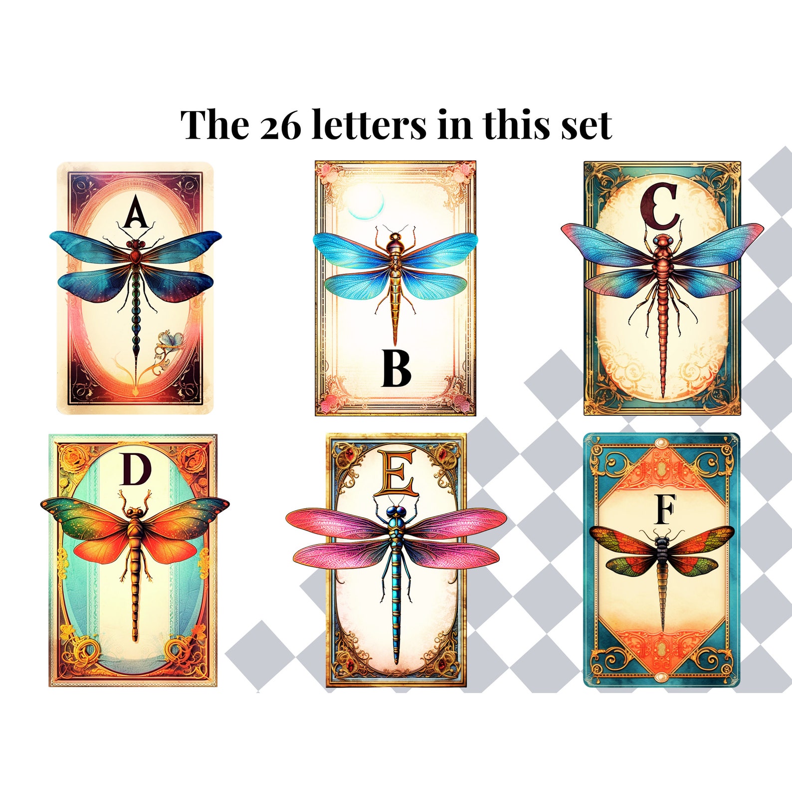 Dragonfly Clipart Alphabet Letters, PNG Fonts for Digital and Printable ...