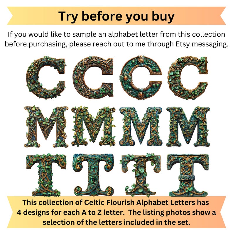 Celtic PNG Clipart Bundle, Illuminated Celtic Alphabet Letters, Junk ...