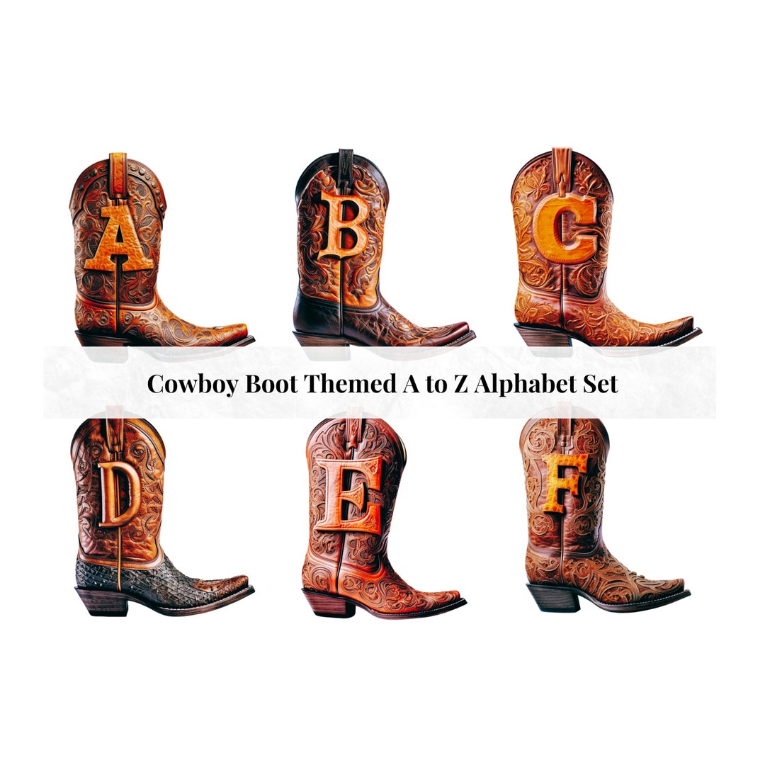Cowboy Cowgirl Boot Clipart Alphabet Letters PNG Files for Western ...