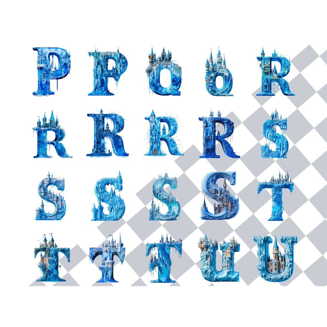 Frozen Castle Alphabet Letters & Numbers for Instant Download, Cute ...