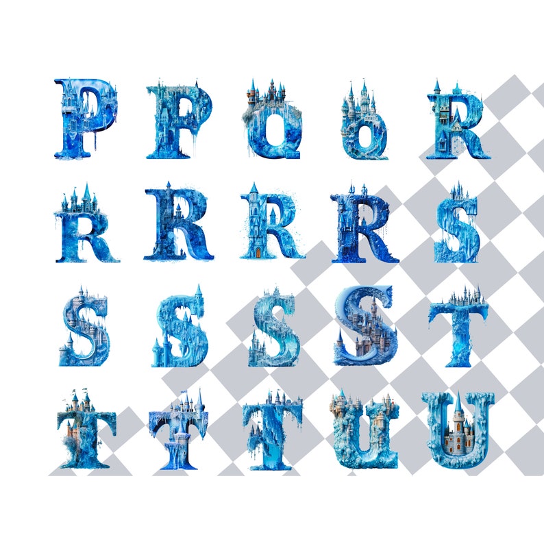 Frozen Castle Alphabet Letters & Numbers for Instant Download, Cute ...