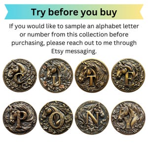 Horse Clipart Alphabet: Bronze Equestrian Letters & Numbers (PNG Files ...