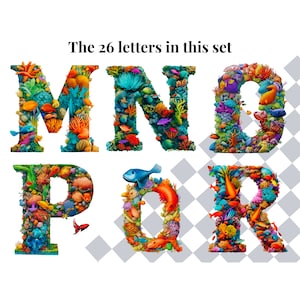 Under the Sea Printable Alphabet Letters and Numbers Fish Clipart PNG ...