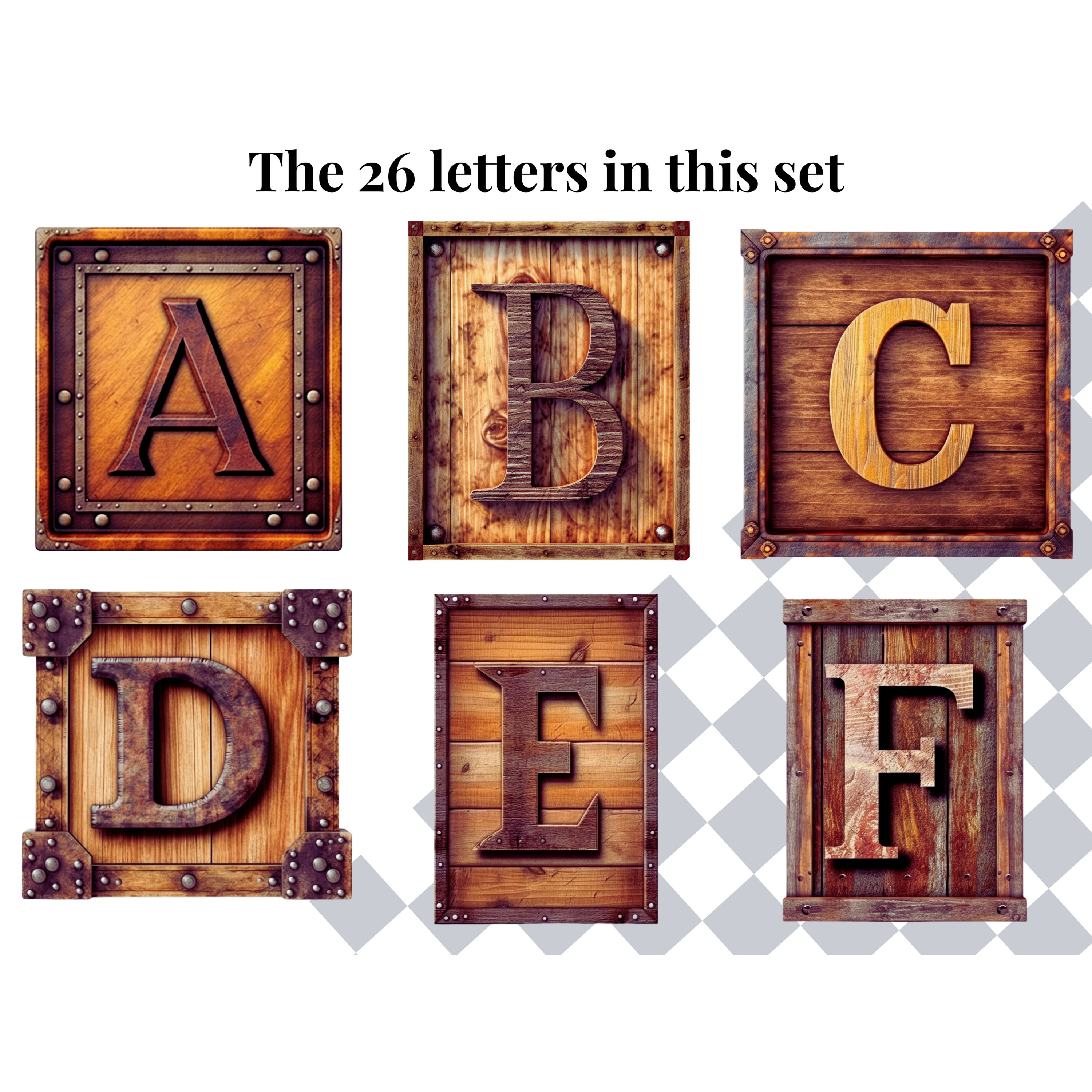 Rustic Clipart Alphabet Letters PNG Files for Instant Download ...
