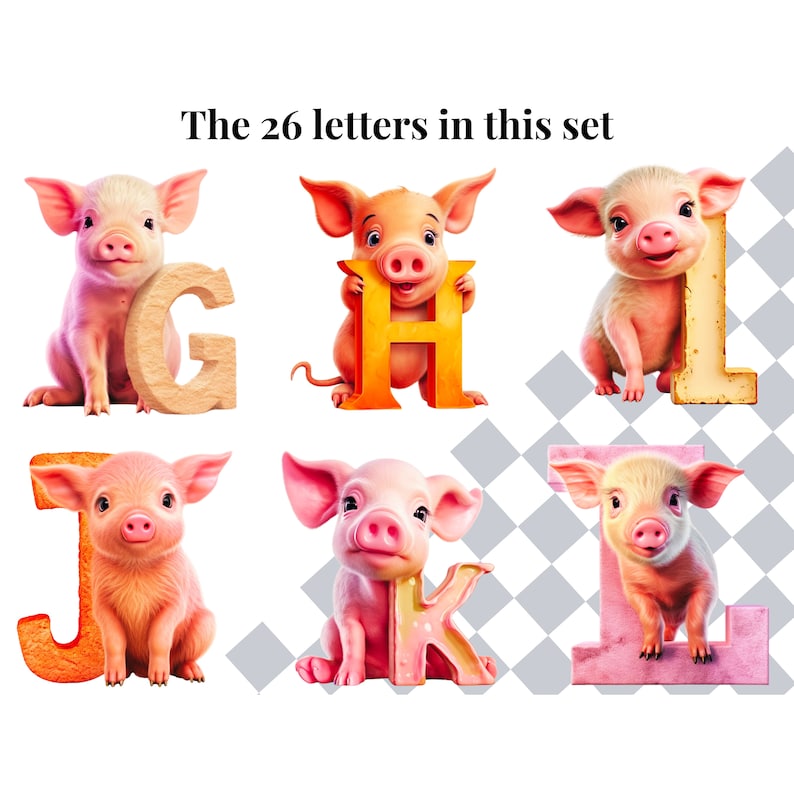 Pig Clipart Animal Alphabet Letters PNG for Cute Illustration Farmhouse ...